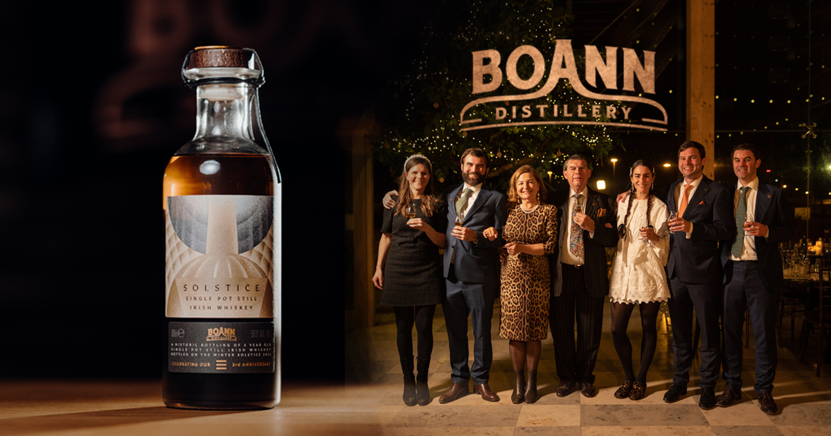 Boann viert winter solstice 2022 met 1e Drogheda whiskey in 160 jaar